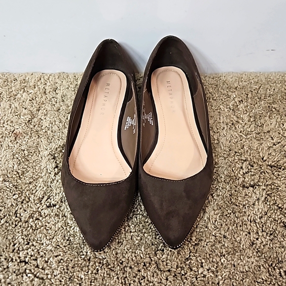 Metaphor | Shoes | Metaphor Brown Faux Suede Pointed Toe Ballet Flats ...